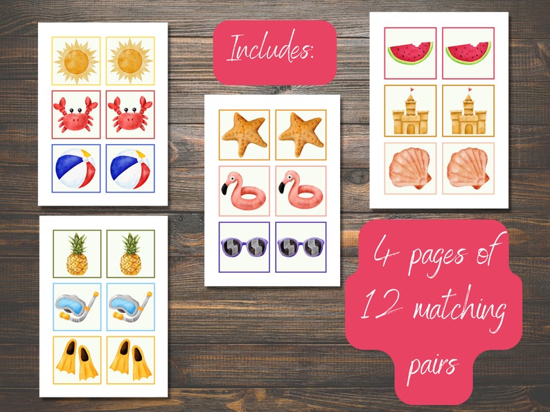 Printable Preschool Summer Memory Game Summer Activities for Toddlers ...