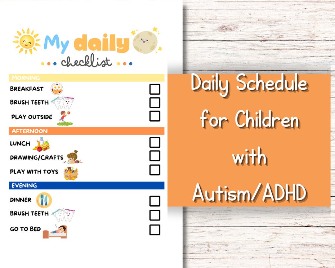 EDITABLE Daily Checklist for Children With Autism/adhd | Daily Tracker ...