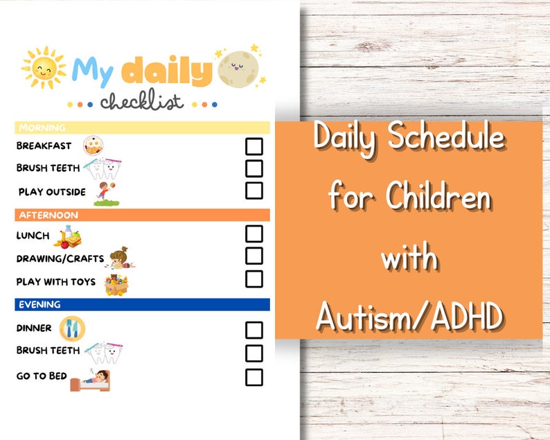 EDITABLE Daily Checklist for Children With Autism/adhd | Daily Tracker ...