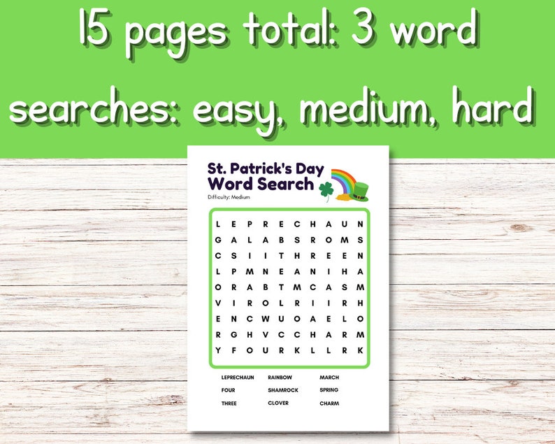 St. Patrick's Day Worksheets | Word Search | Coloring Pages | Color by ...
