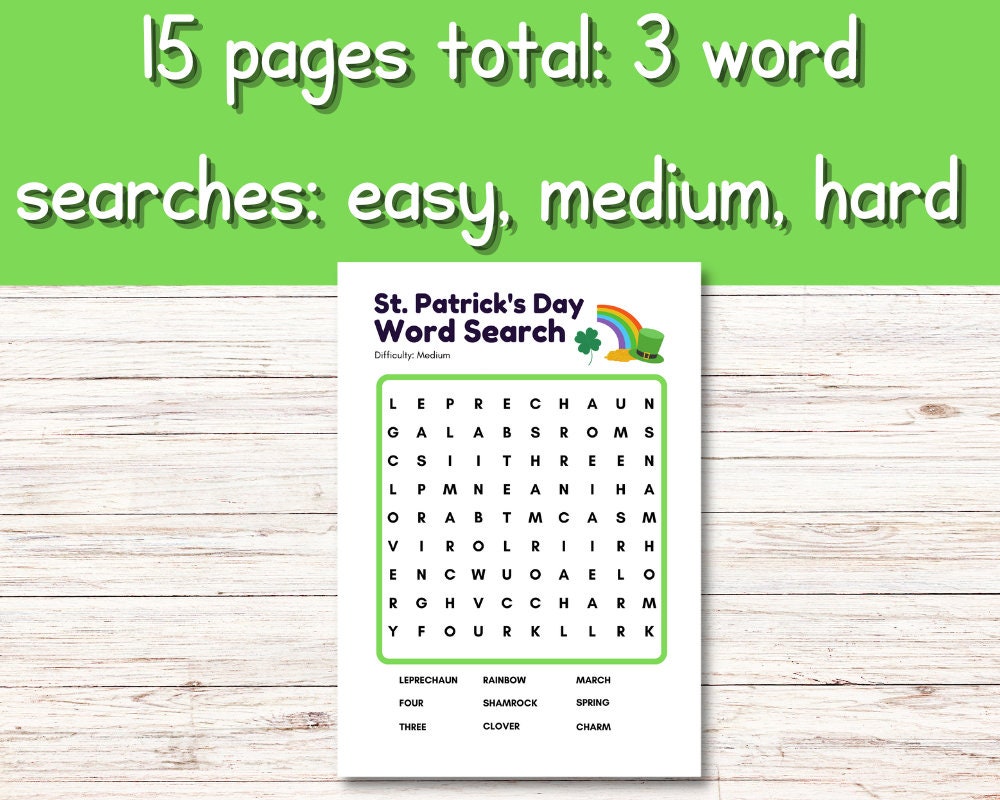 St. Patrick's Day Worksheets Word Search Coloring Pages Color by Number ...
