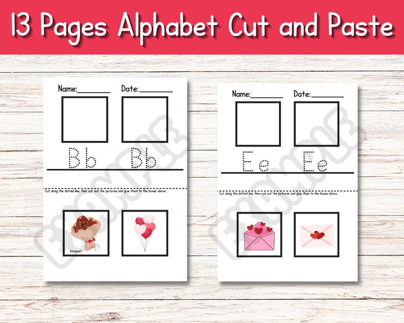 50 Pages of Valentine's Day Worksheets | Cut and Paste | for Preschool ...