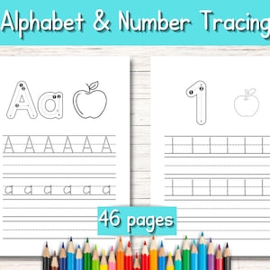Alphabet and Number Tracing Pages | Learn to Write Letters and Numbers ...