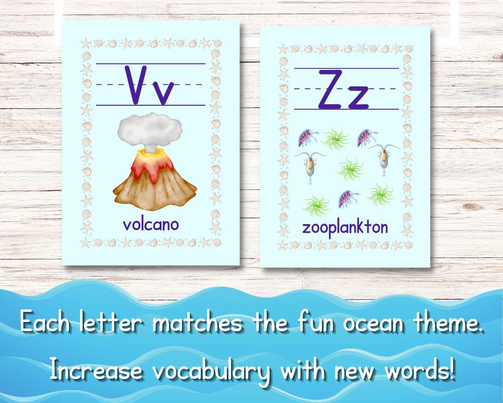 Ocean Theme Alphabet Posters and Flashcards for Classroom and ...