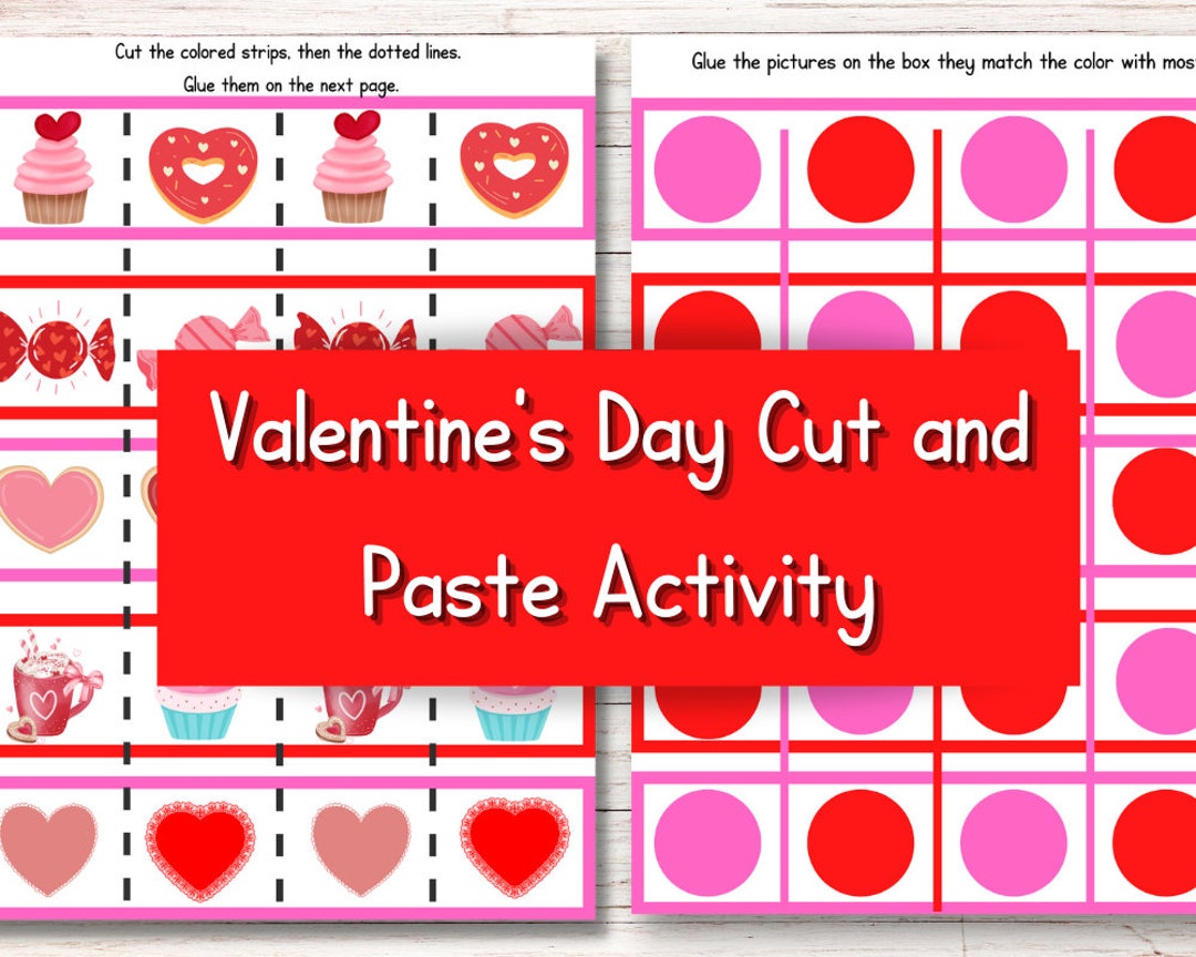 Valentine's Day Cutting Strips Activity for Preschool and Toddlers ...