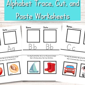Alphabet Trace, Cut, and Paste Worksheet for Preschoolers | Learn to ...
