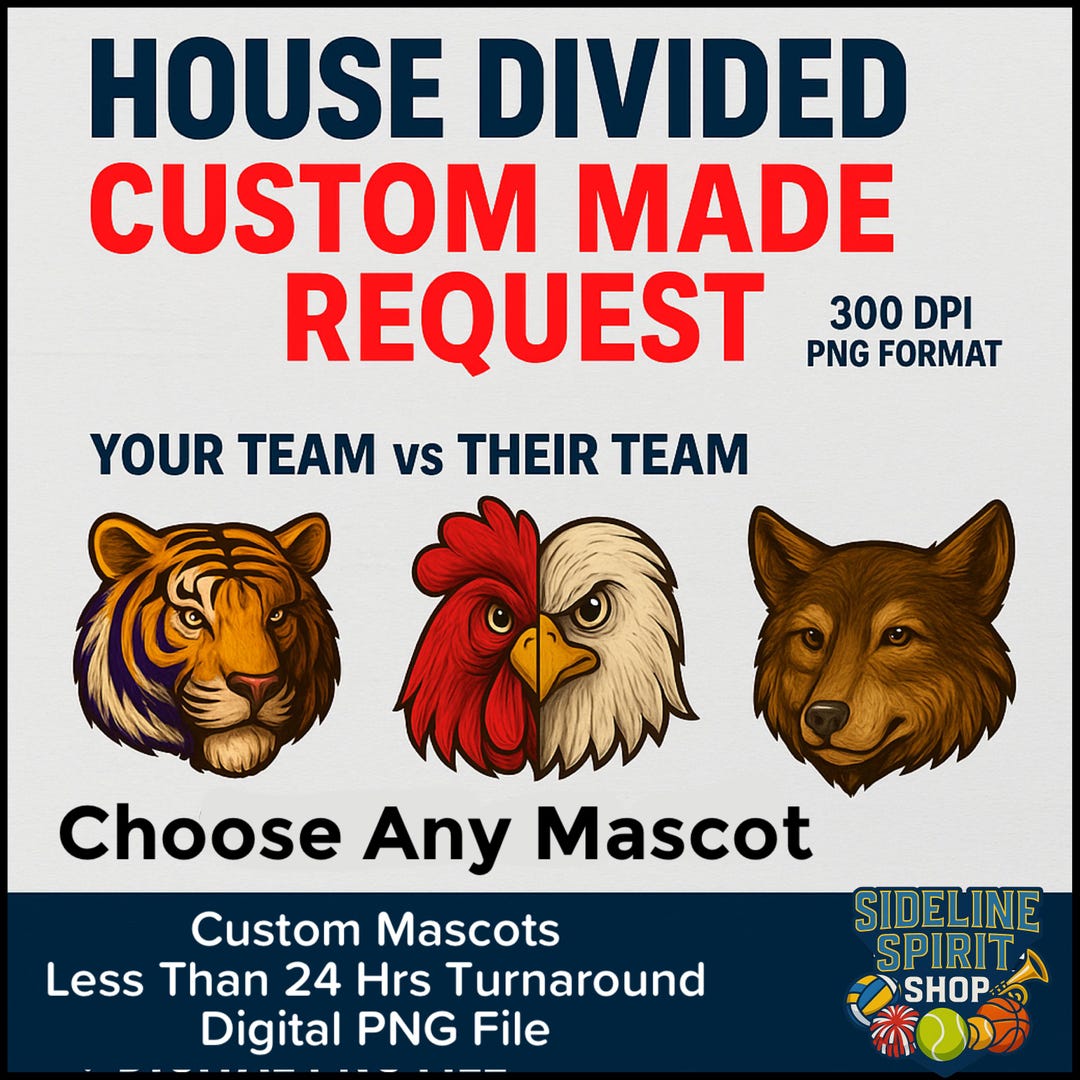 Custom House Divided Mascot Logo: Personalized Team Mashup (digital PNG ...
