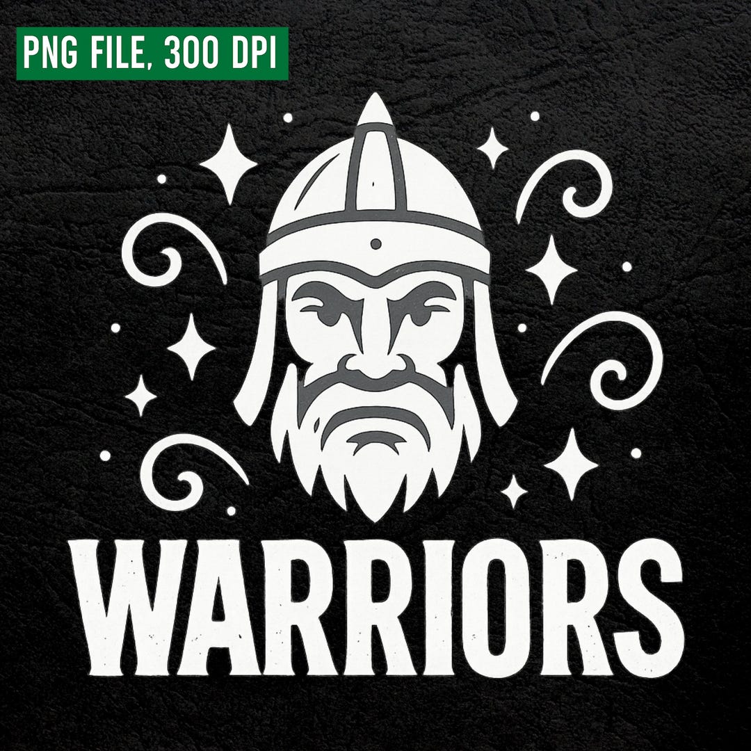 Warriors Mascot Logo PNG: Distressed Warrior Face, Sparkles (digital ...