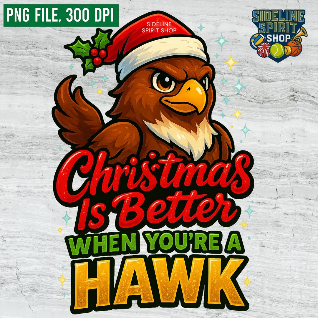 Christmas Hawk Mascot PNG | School Spirit Design (digital Download) - Etsy