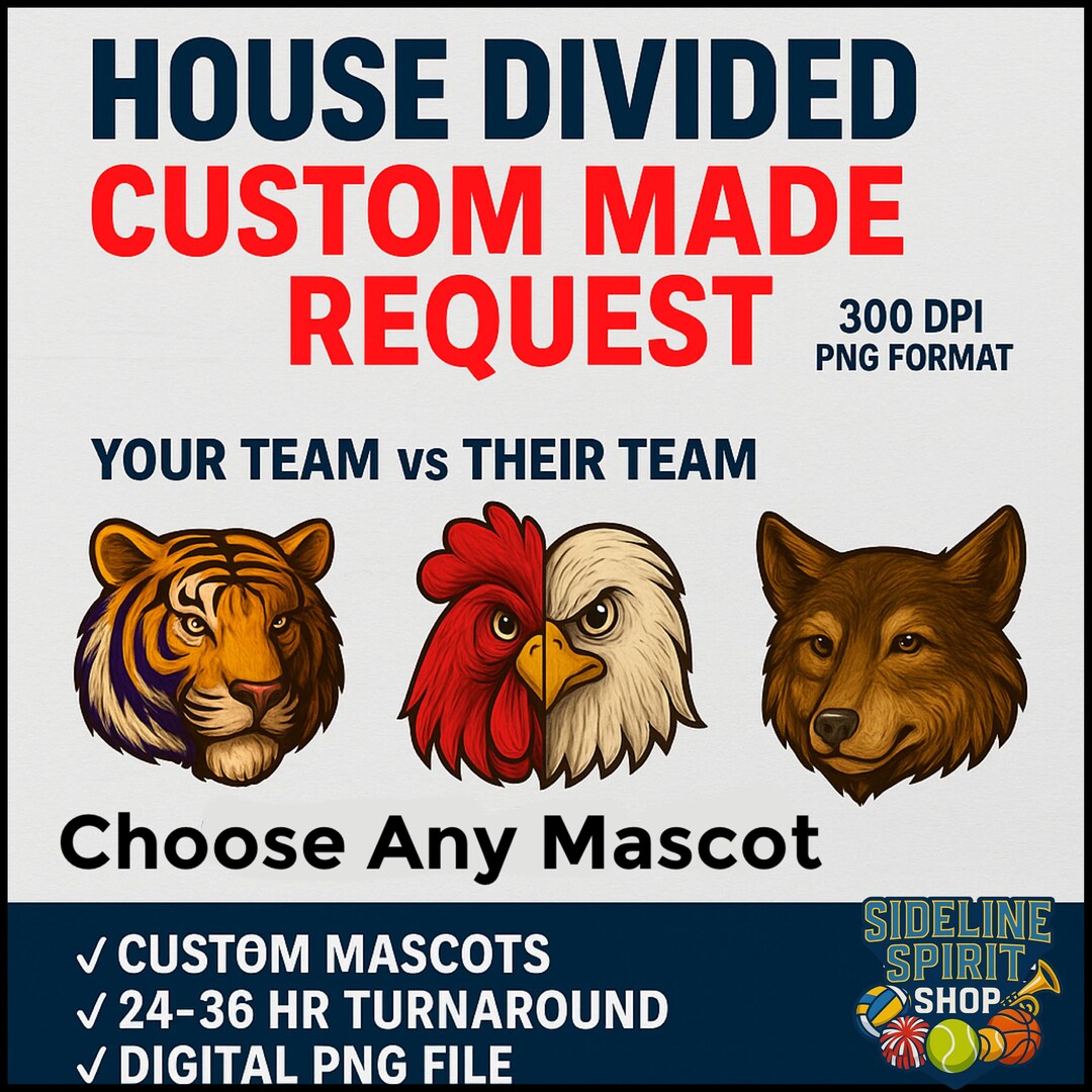 Custom House Divided Rivalry Logo: Personalized Sports Mashup (digital ...