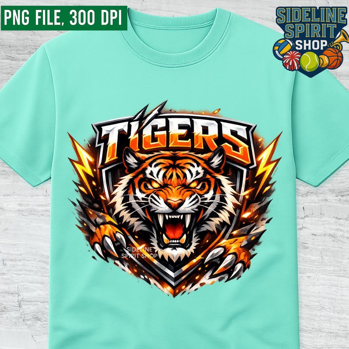 Tigers Mascot Logo PNG | Roaring Tiger Shield, Sports Design (digital ...
