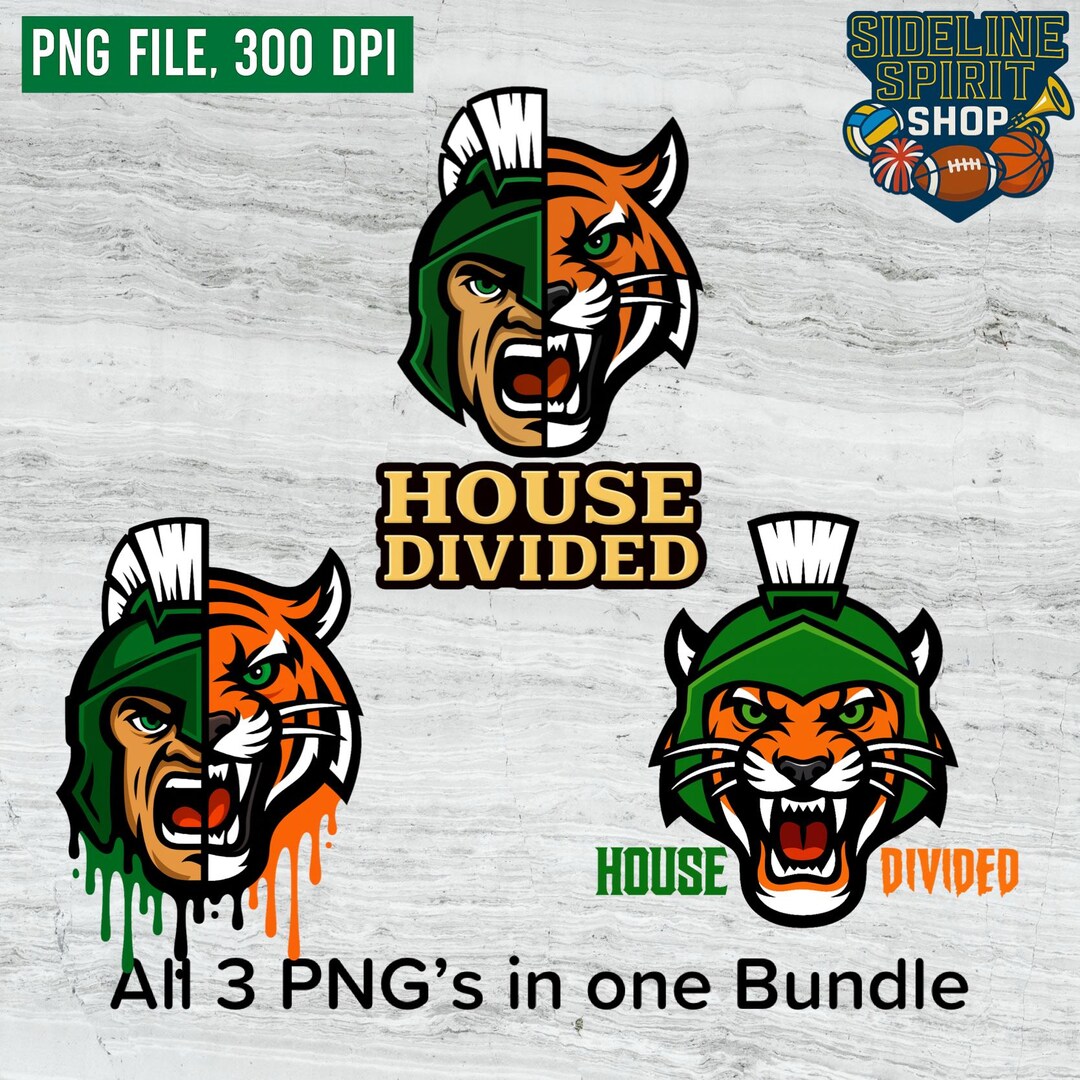 House Divided PNG Bundle: Spartan Vs Tiger Mascot Designs (digital ...