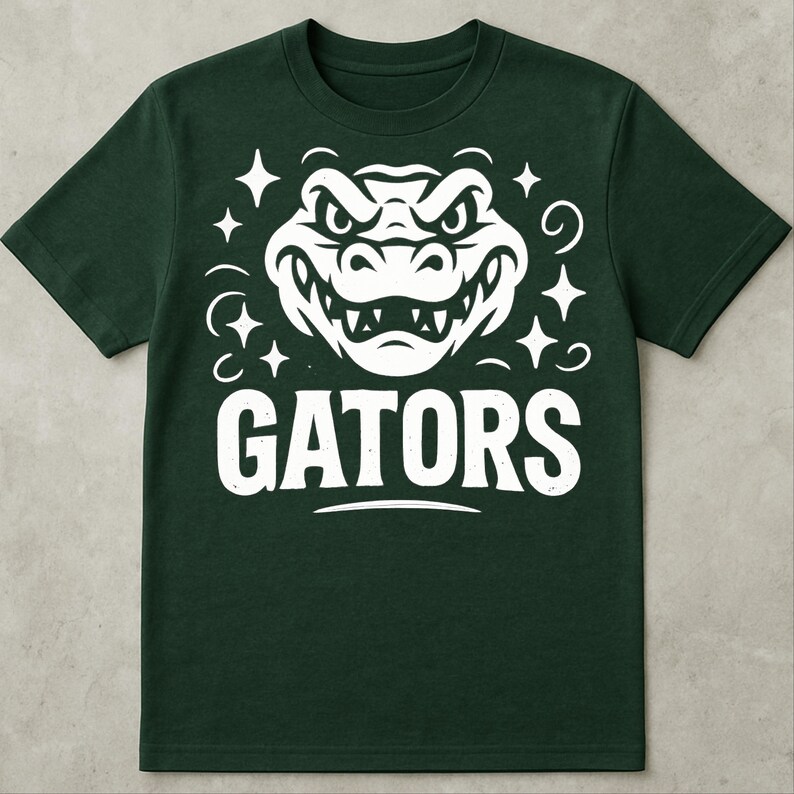 Gators Mascot Logo PNG: Bold White Gator Face, Stars & Sparkles ...