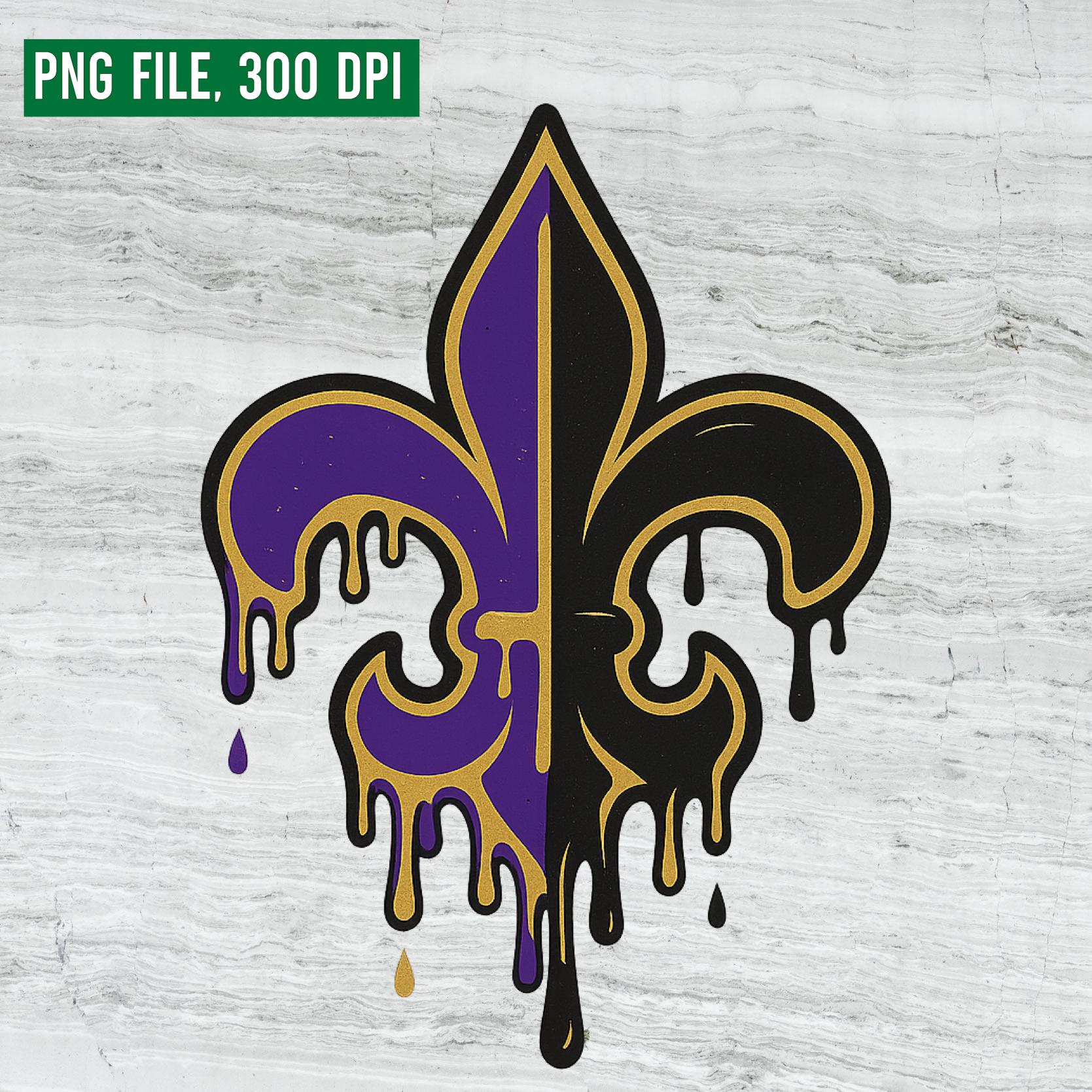 Fleur-de-lis PNG Bundle: LSU + Saints, Drippy Grunge Classic Designs ...