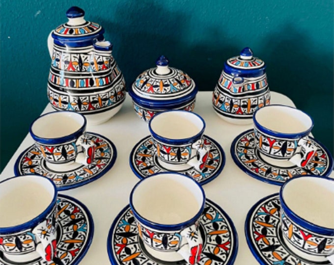 Moroccan Ceramic Handmade Coffee-tea Set Artisanal Elegance for Your ...