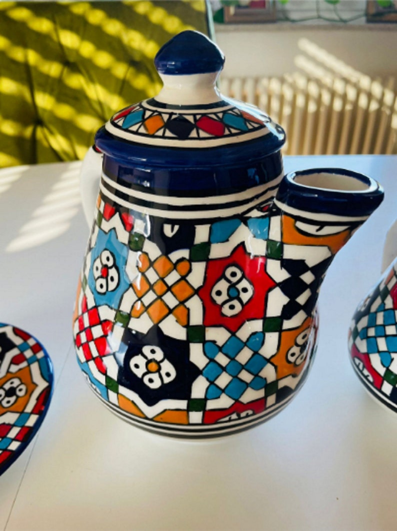 Moroccan Ceramic Handmade Coffee-tea Set Bohemian Drinkware functional ...