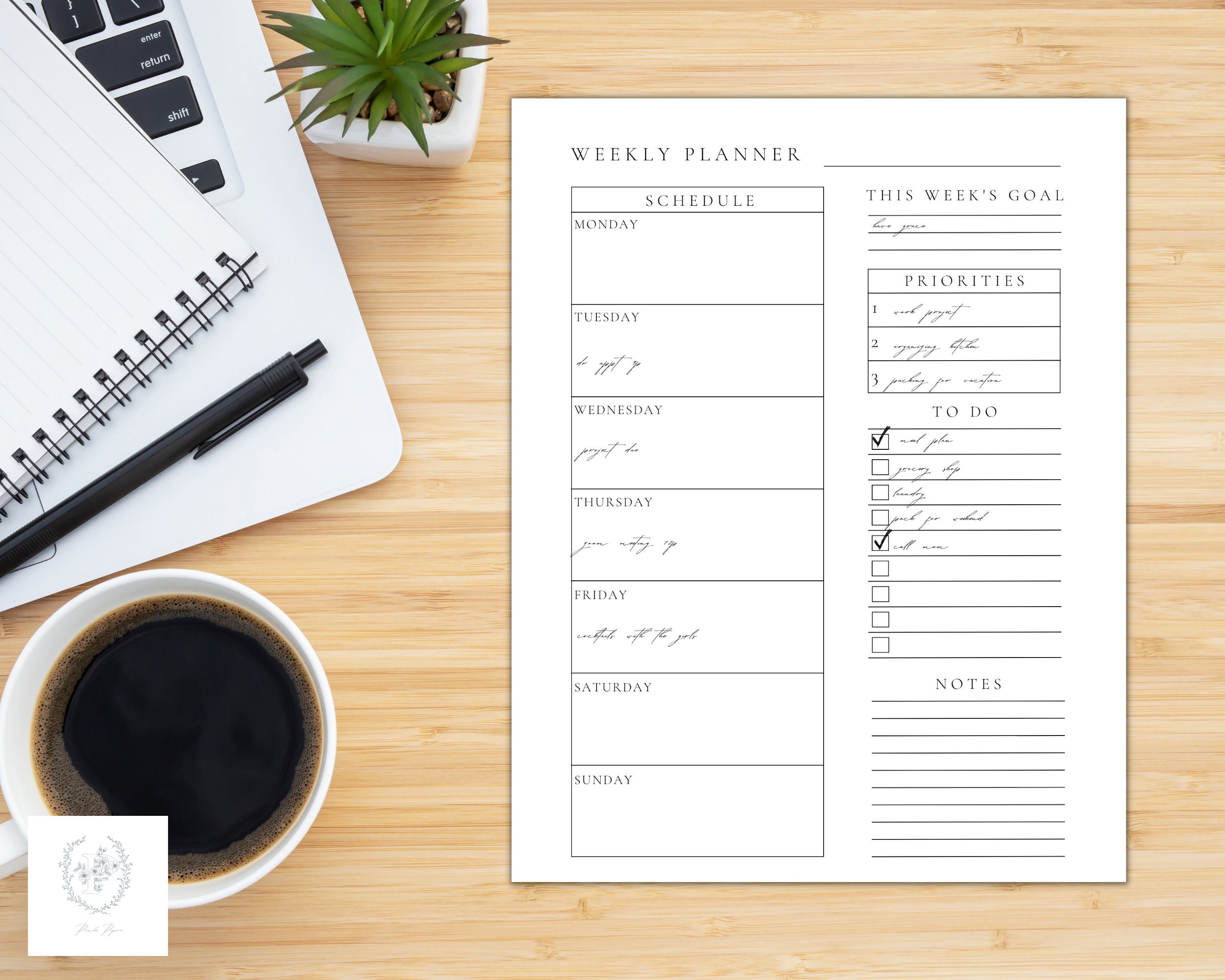 Weekly Personal Planner, Instant Download, Productivity Planner, Work ...