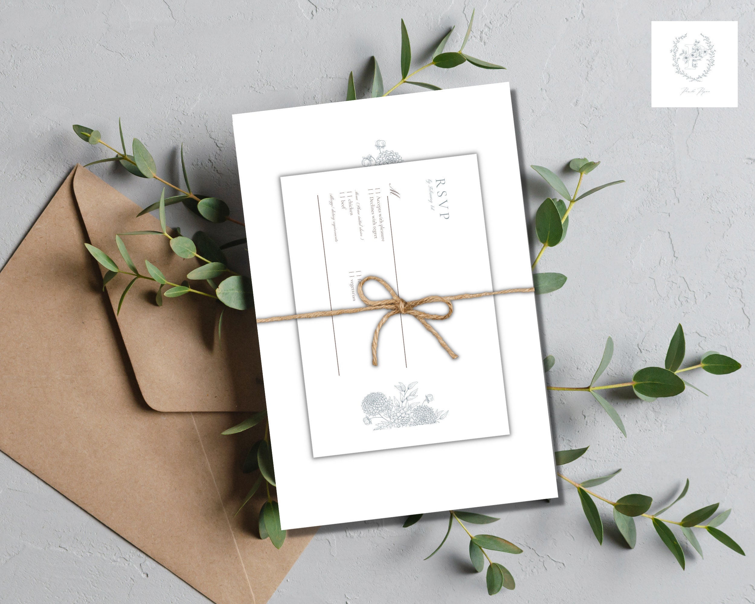 French Toile Wedding Invitation Suite Template, Blue & White Classic ...