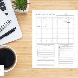 Monthly Personal Planner, Calendar, Instant Download, Productivity ...