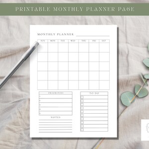 Monthly Personal Planner, Calendar, Instant Download, Productivity ...