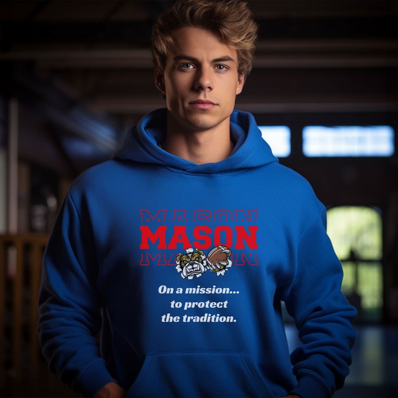 Mason Football Hoodie, Mason Bulldogs Sweatshirt, Gift for Him, Gift ...