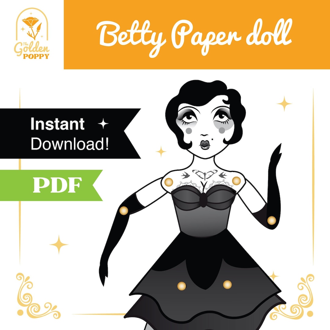 Betty Poppy Articulated Printable Paper Doll, Kid's Activity, Catrina ...