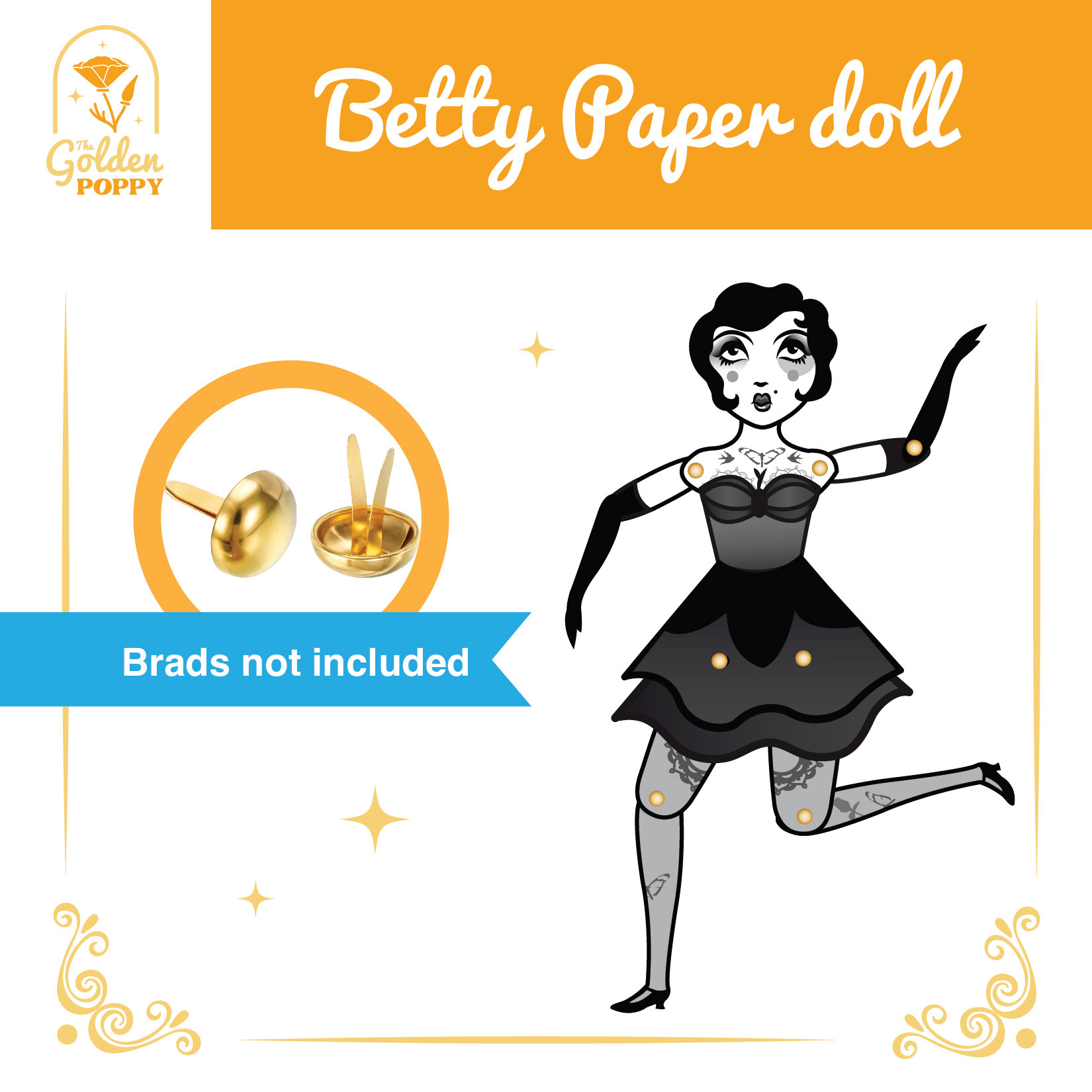 Betty Poppy Articulated Printable Paper Doll, Kid's Activity, Catrina ...