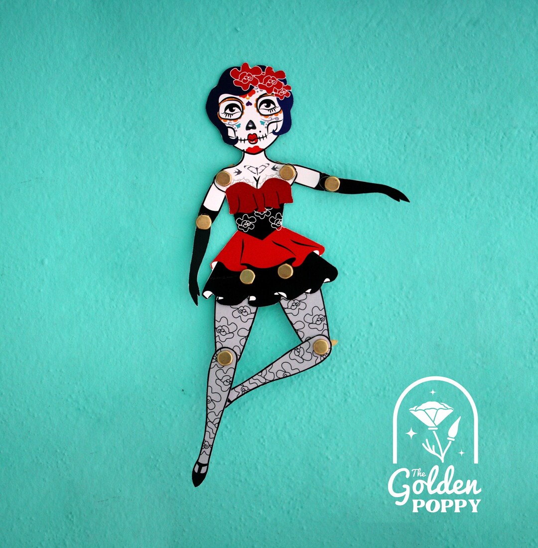 Kat Poppy Articulated Printable Paper Doll, Activity for Kid, Catrina ...