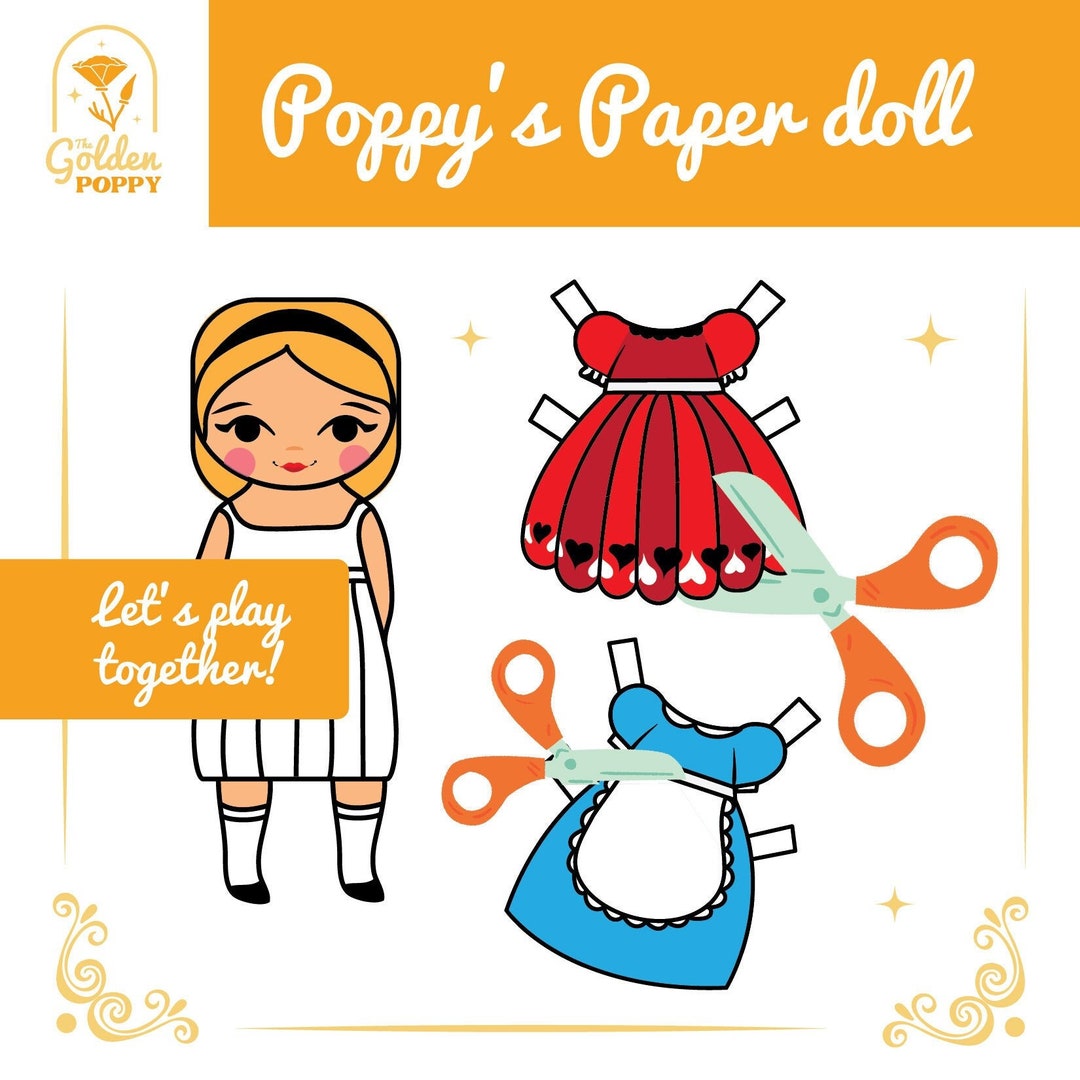 Poppy's Printable Paper Dolls, Activity for Kids, Paper Dresses for ...