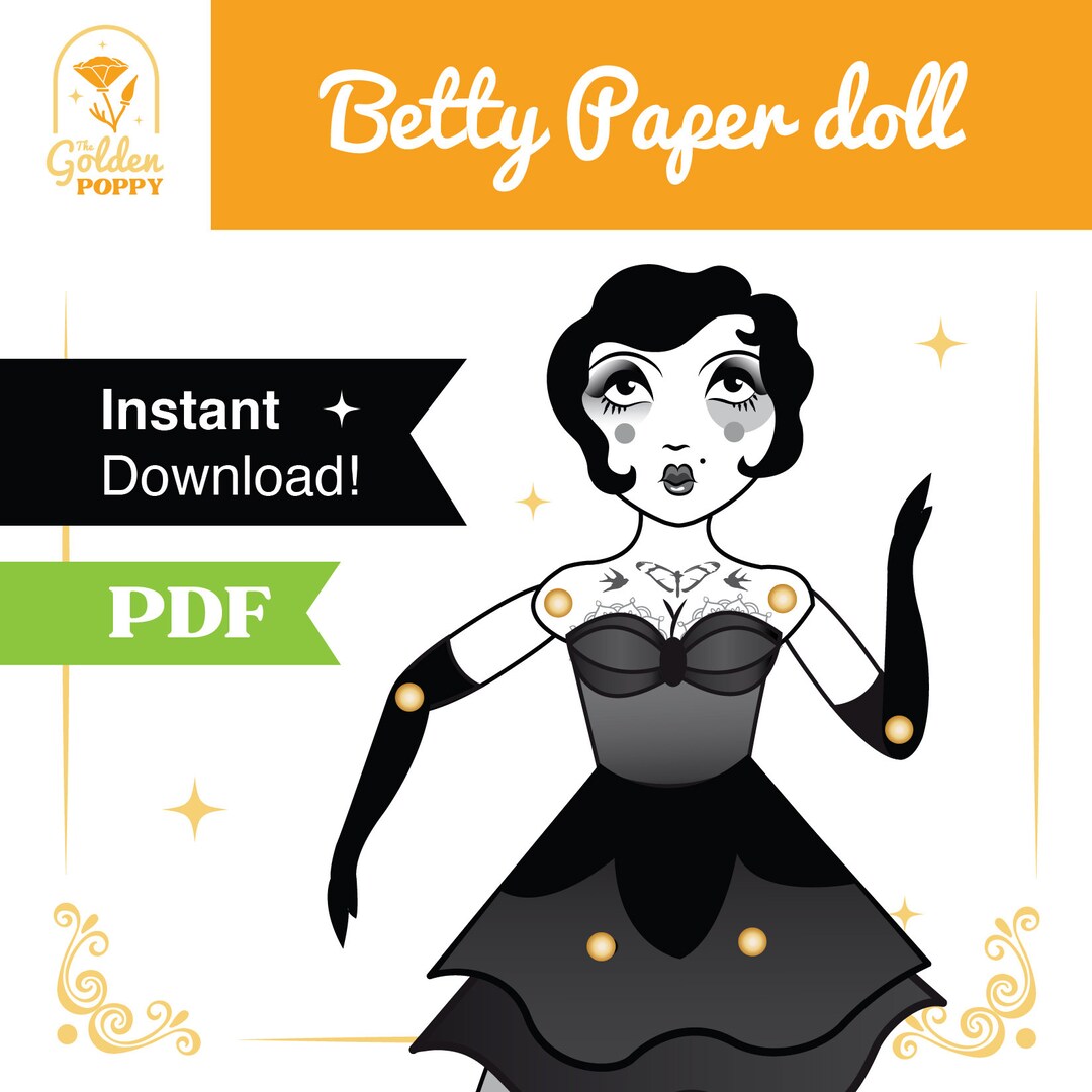 Betty Poppy Articulated Printable Paper Doll Kid's - Etsy