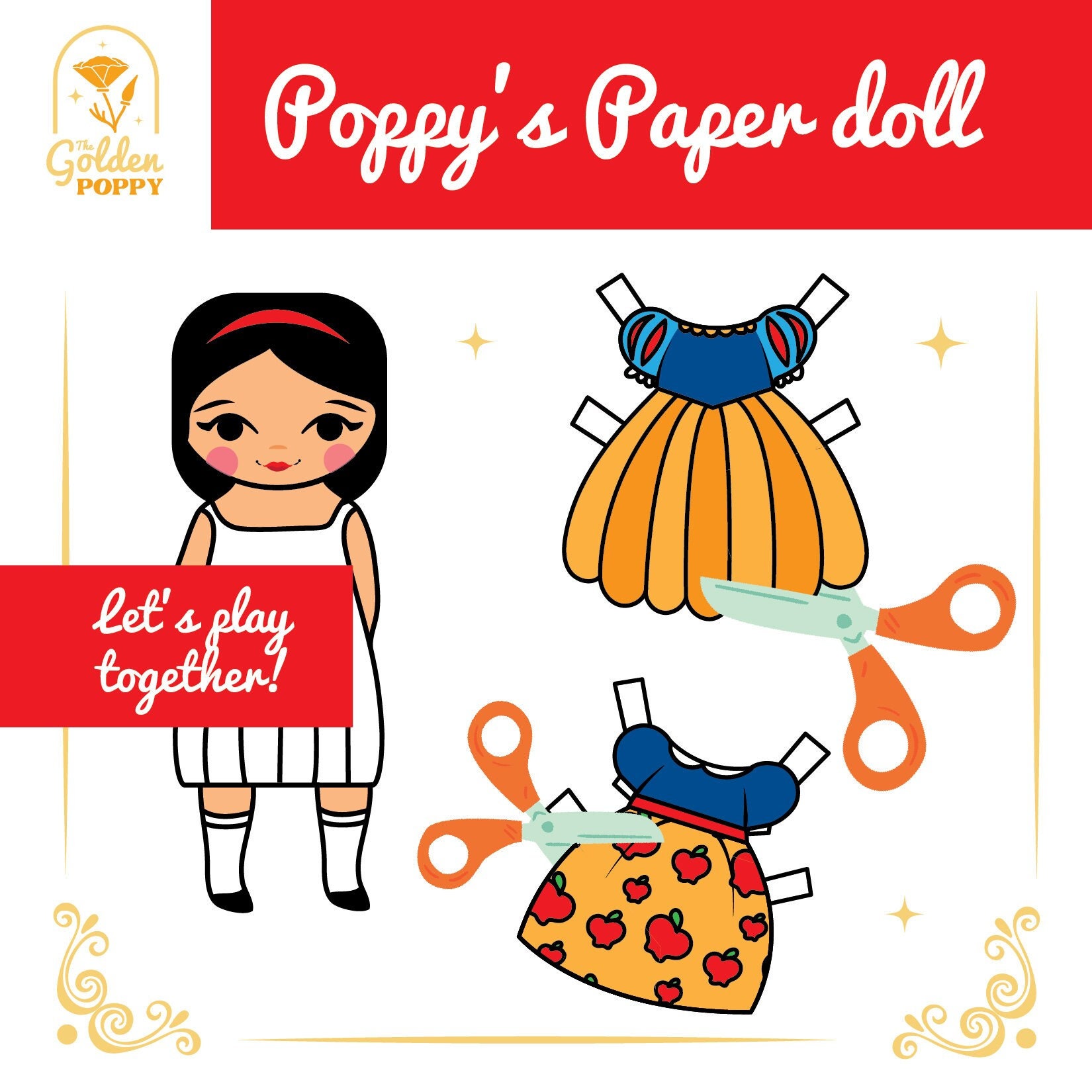 Poppy's Printable Paper Dolls, Activity for Kids, Paper Dresses for ...