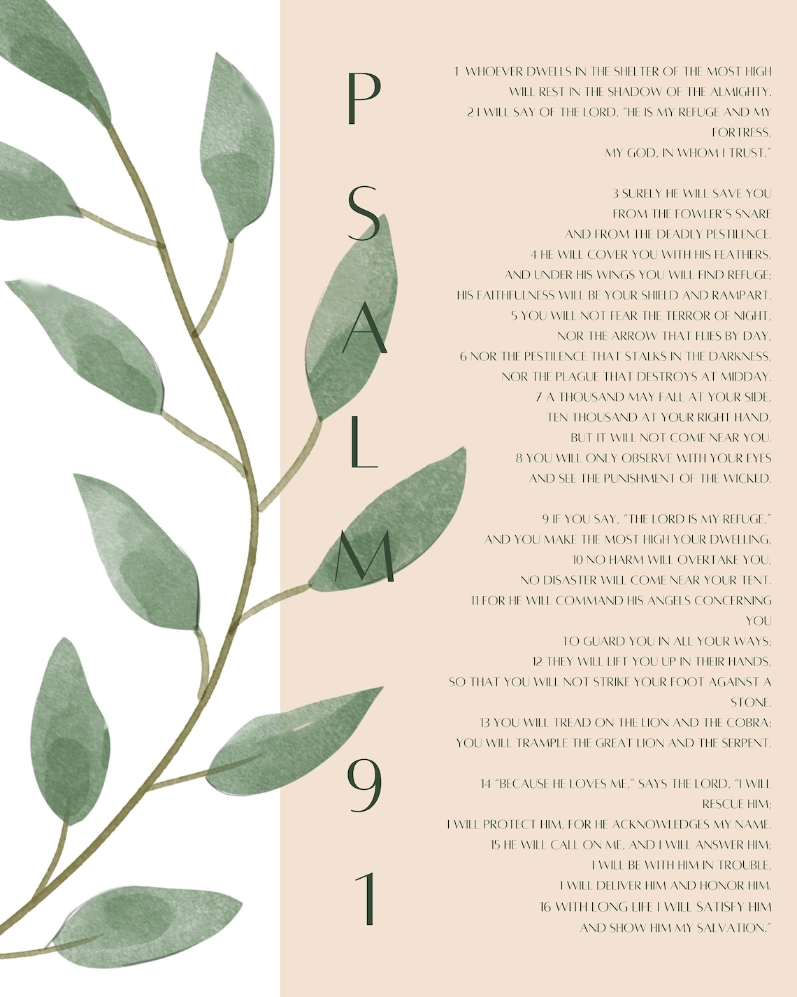 Psalm 91 Modern Wall Art Printable - Etsy