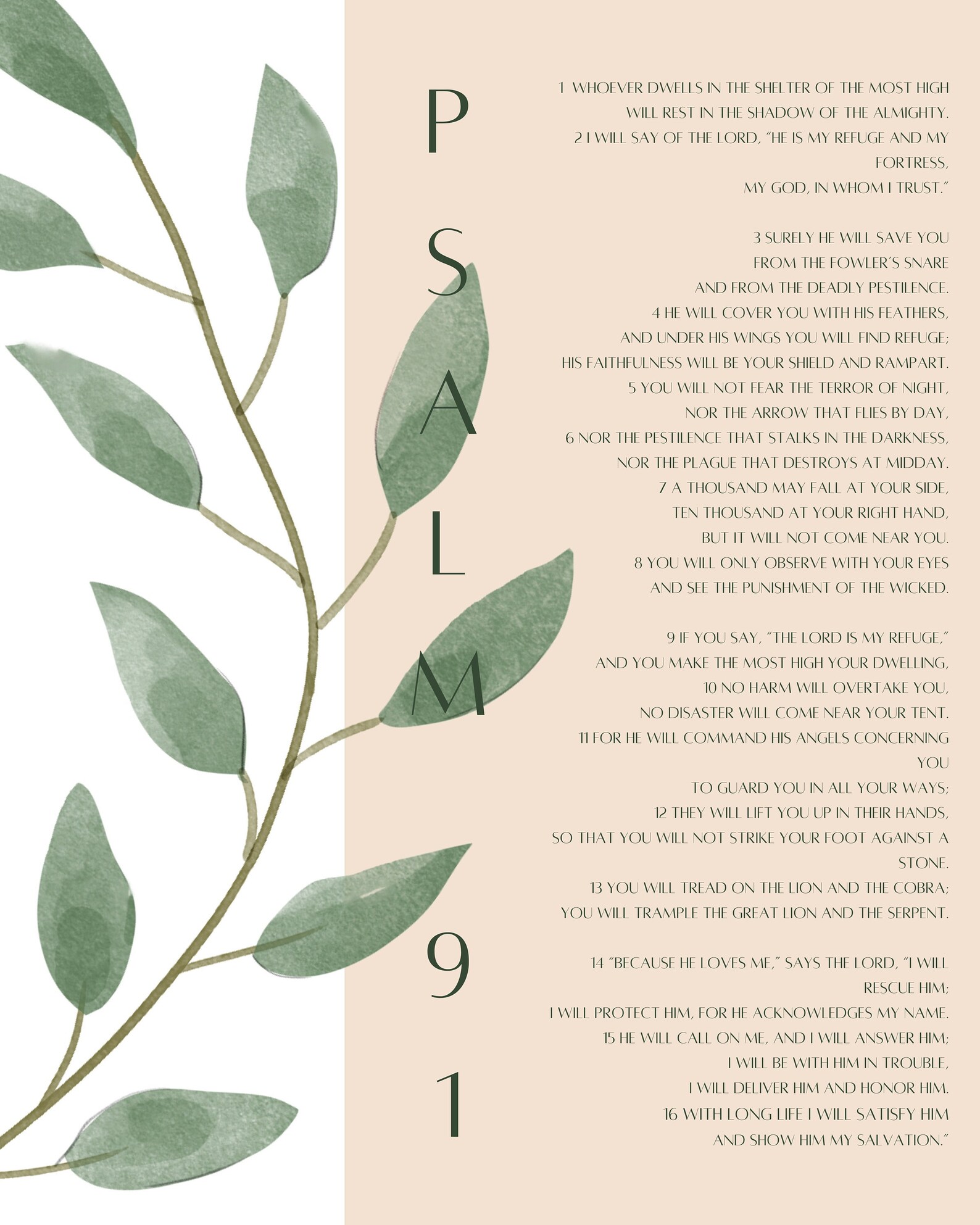 Psalm 91 Modern Wall Art Printable - Etsy