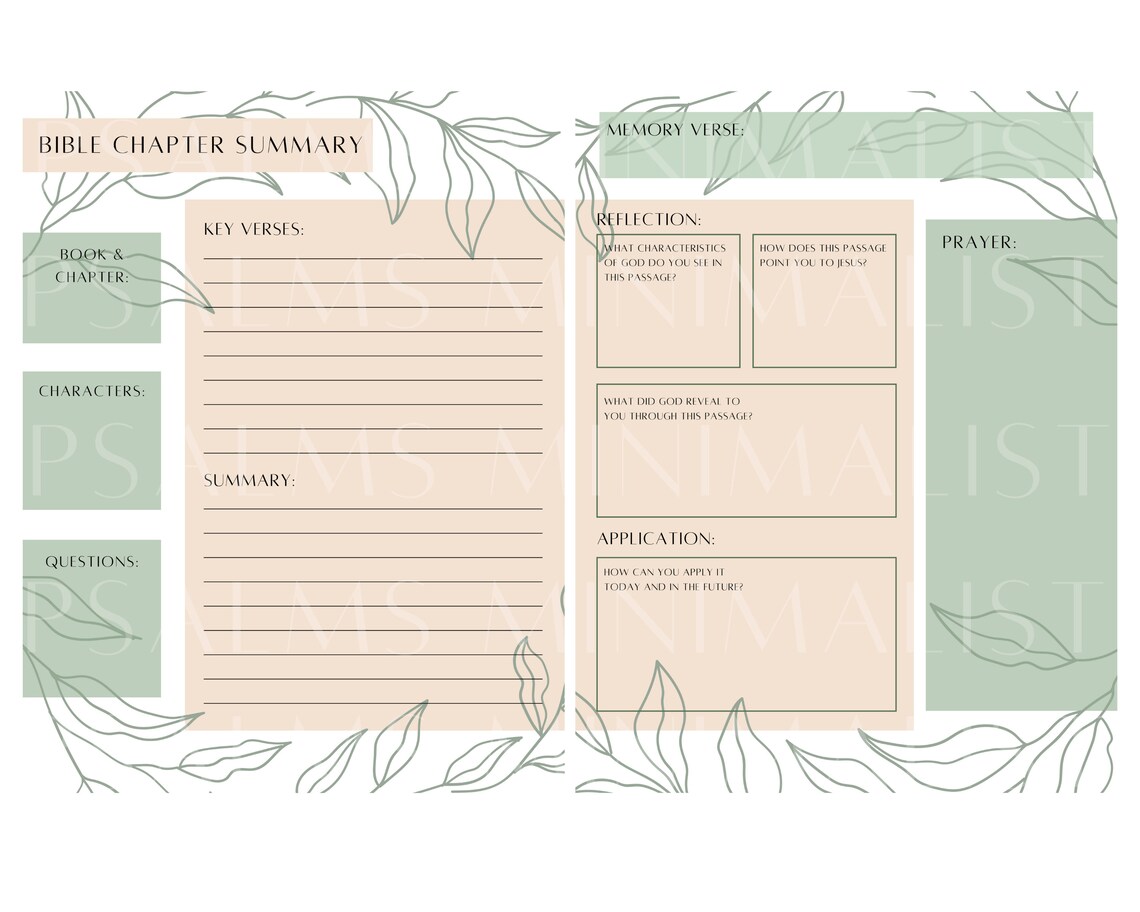 Bible Chapter Mapping Printable Template - Etsy