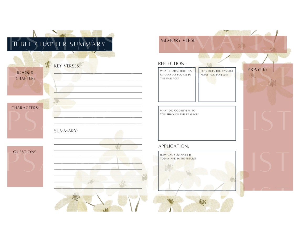 Bible Chapter Mapping Printable Template - Etsy