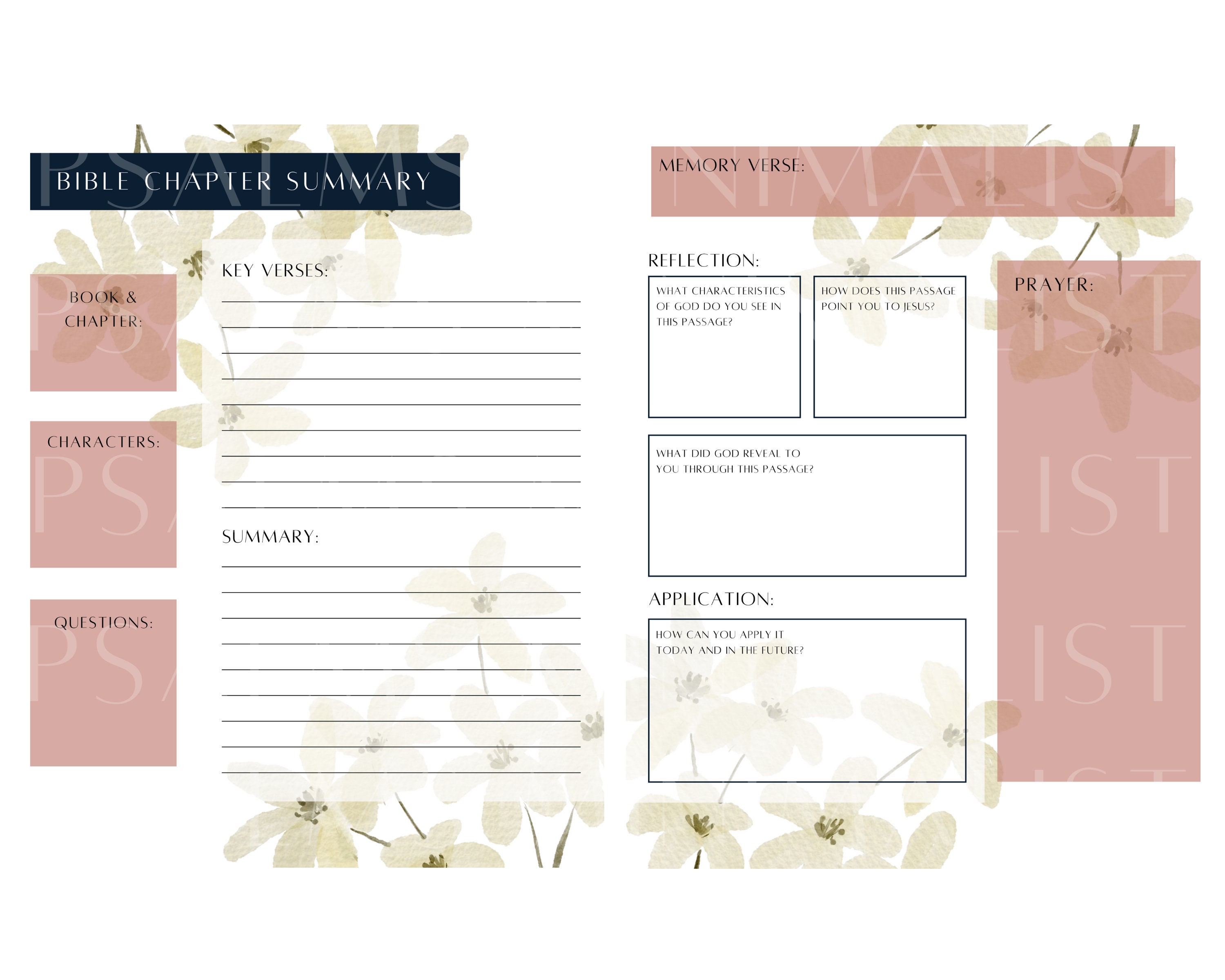 Bible Chapter Mapping Printable Template - Etsy