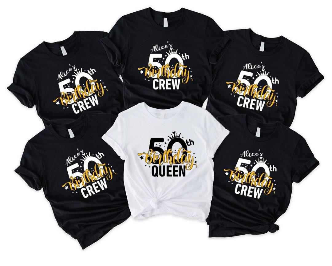 Matching Custom Bday Queen Crew Gift Tshirt, Personalized 50th Birthday ...