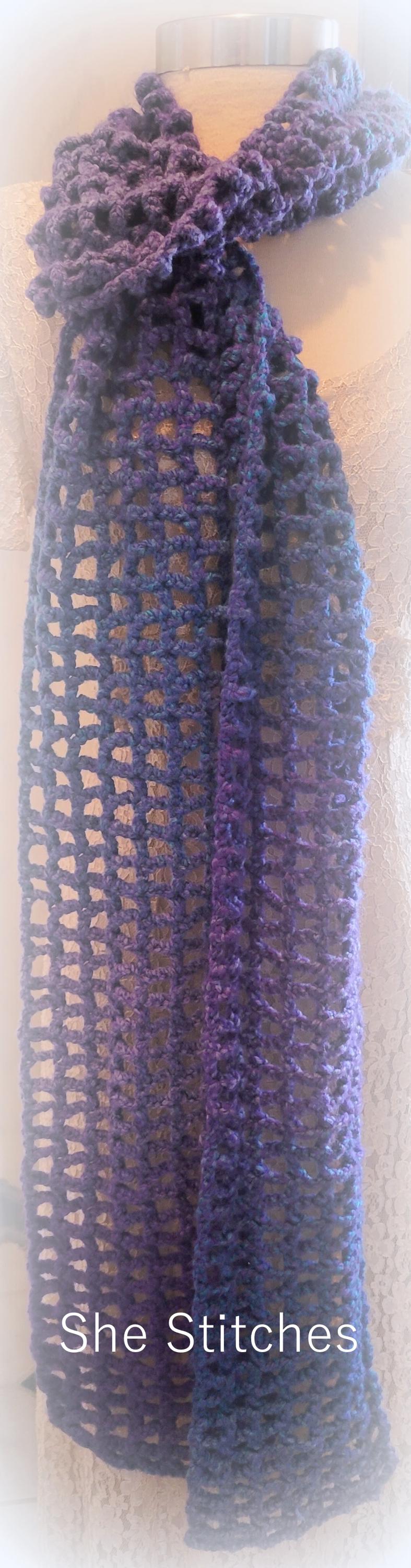 Purple Blue Variegated Crochet Scarf - Etsy
