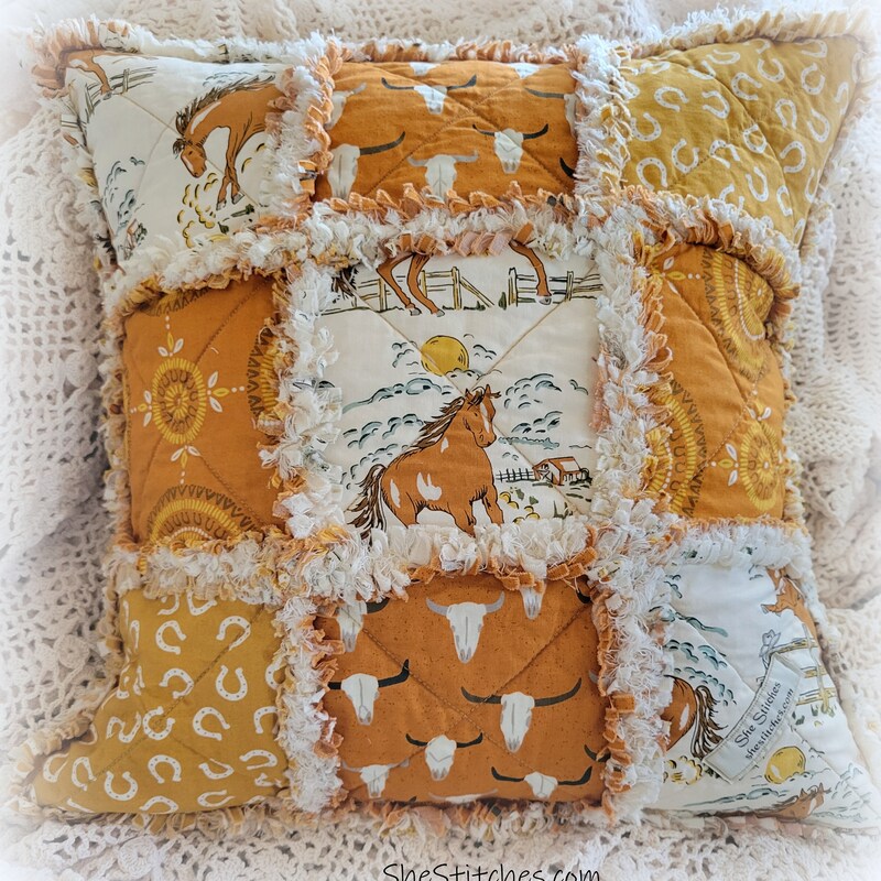 Rag Quilt Pillow - Etsy