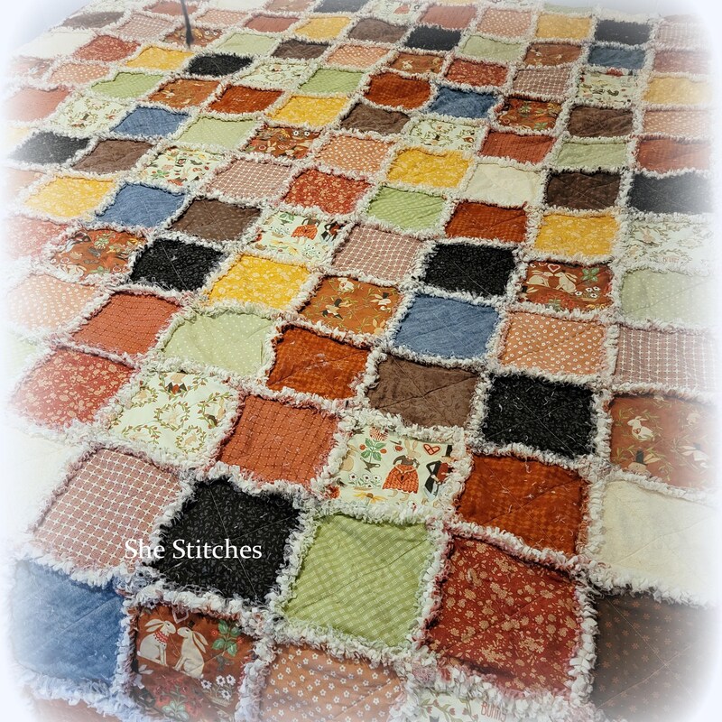 Primitive Rag Quilt - Etsy