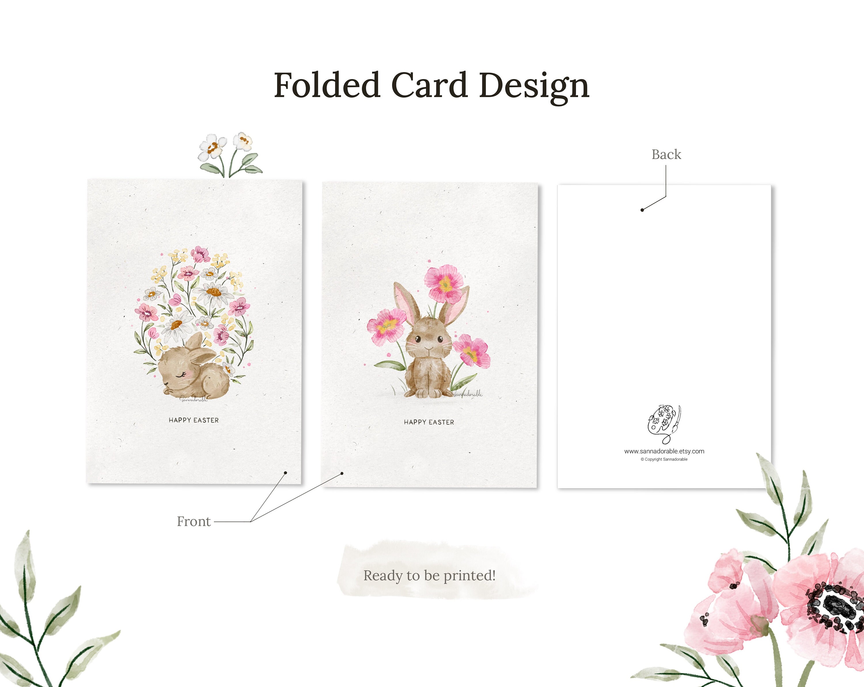 PRINTABLE Cards, Greeting Cards, Cute Easter Cards, A6 Cards, Print at ...
