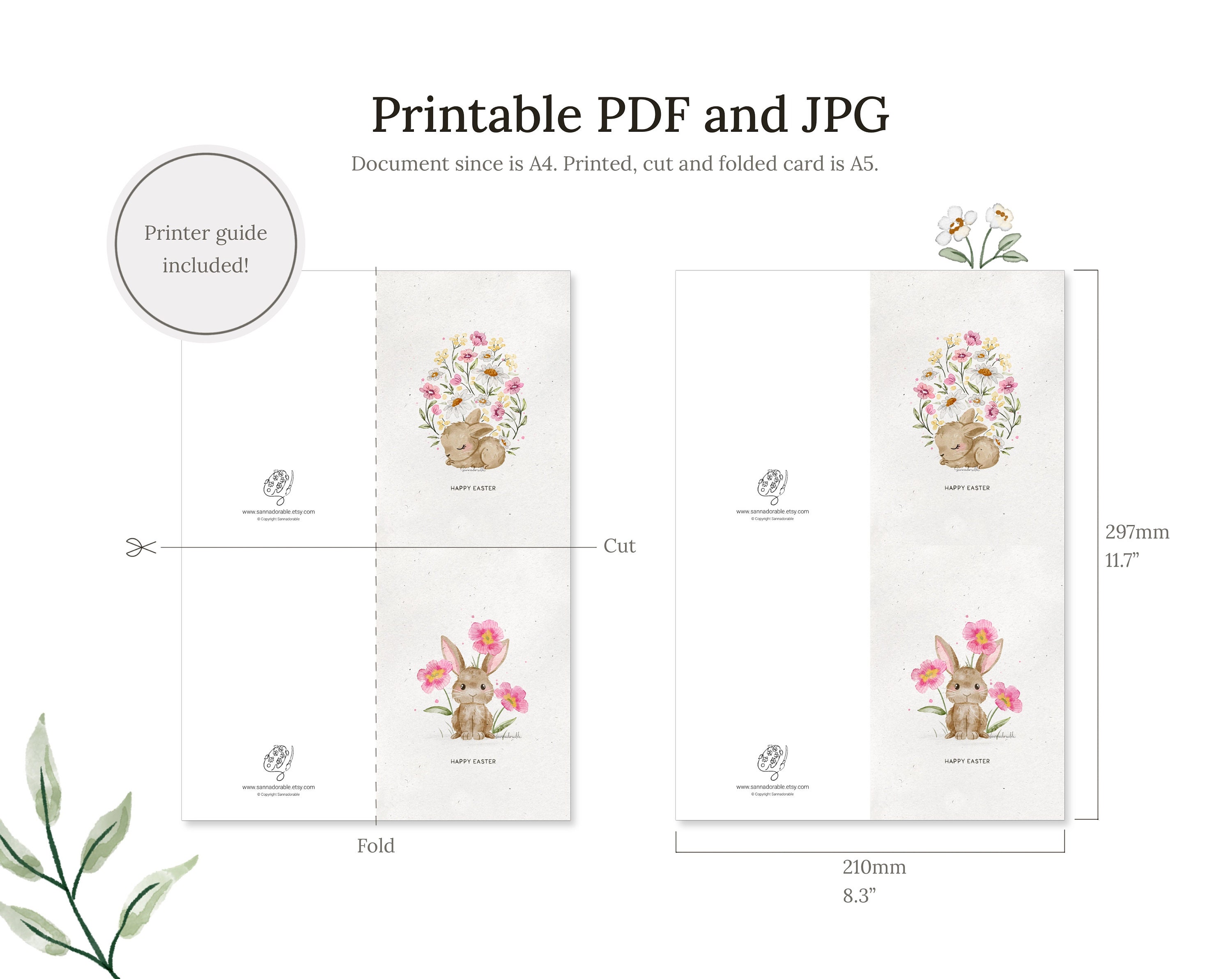 PRINTABLE Cards, Greeting Cards, Cute Easter Cards, A6 Cards, Print at ...