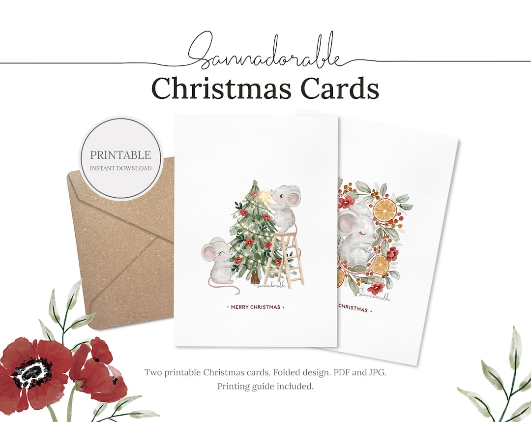 PRINTABLE Cards, Greeting Cards, Christmas Cards, Folded A6 Cards ...