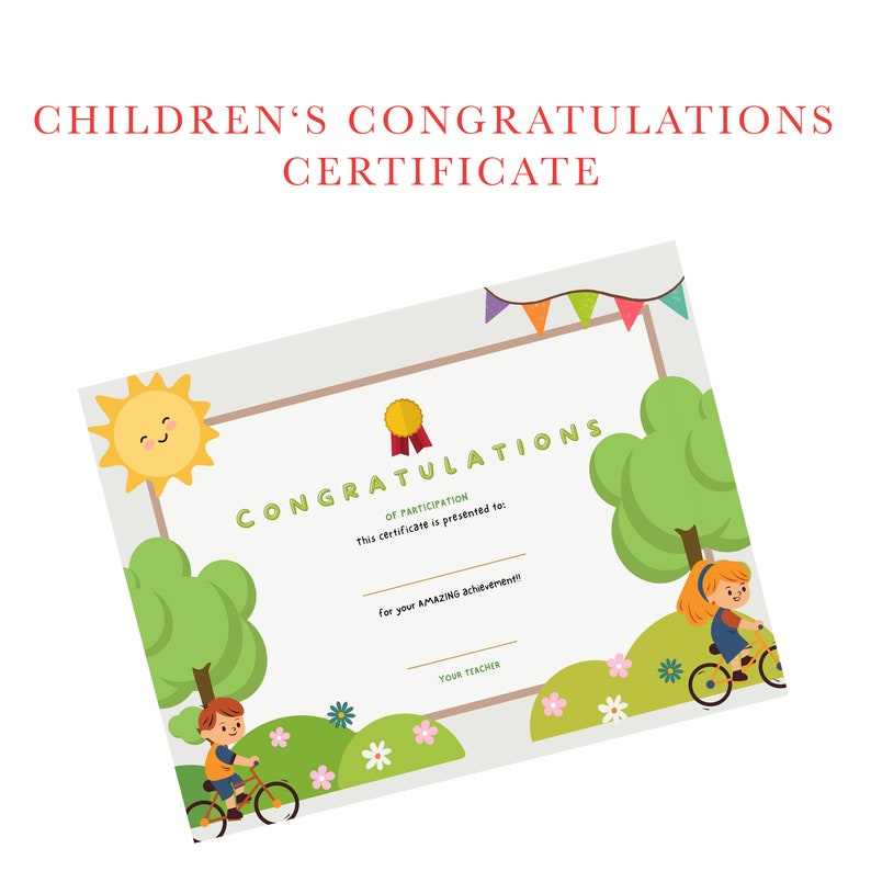 Children's Achievement Certificate-printable - Etsy