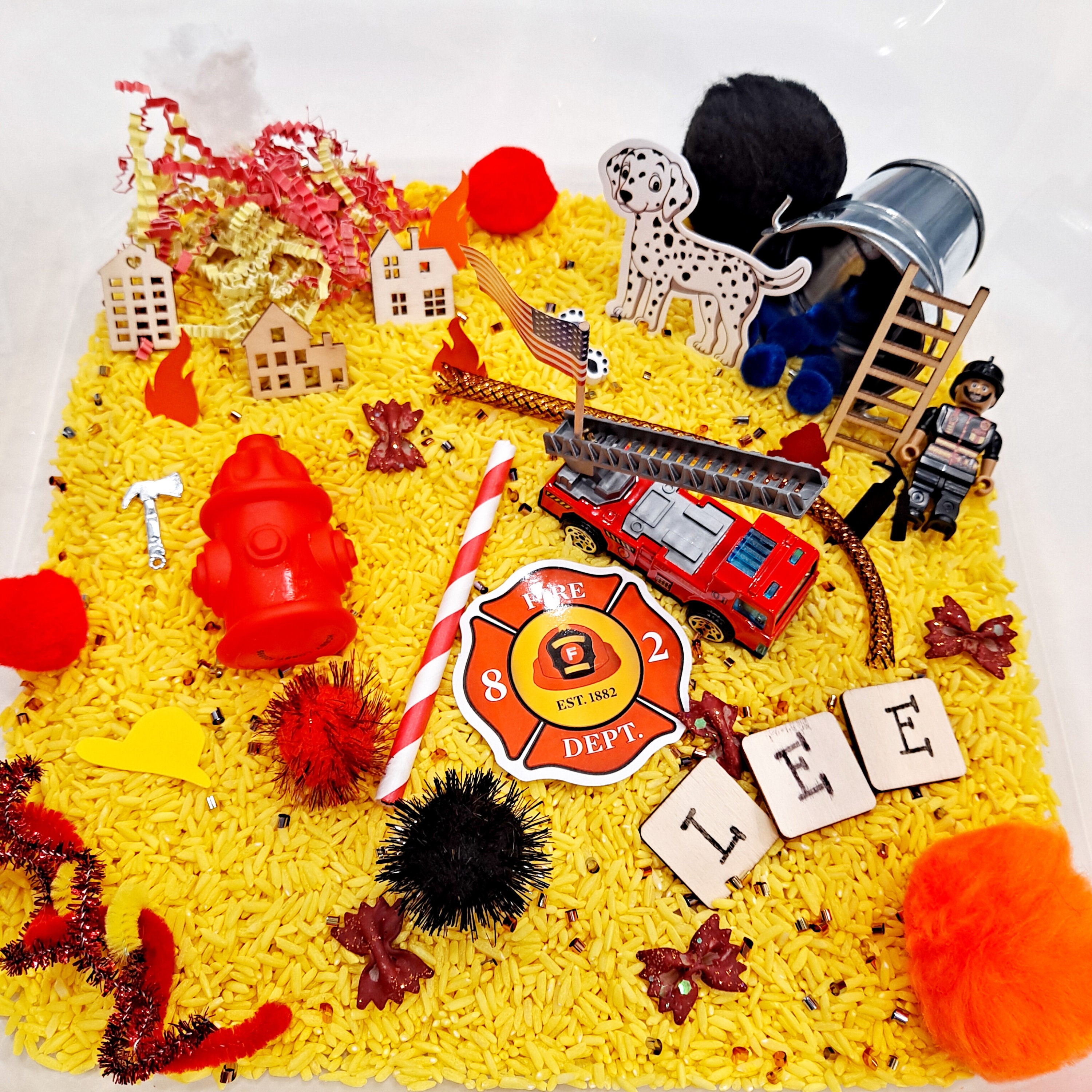 Firefighter Bizzy Bin L Fireman Sensory Kit L Fire Sensory Bin L Kid ...