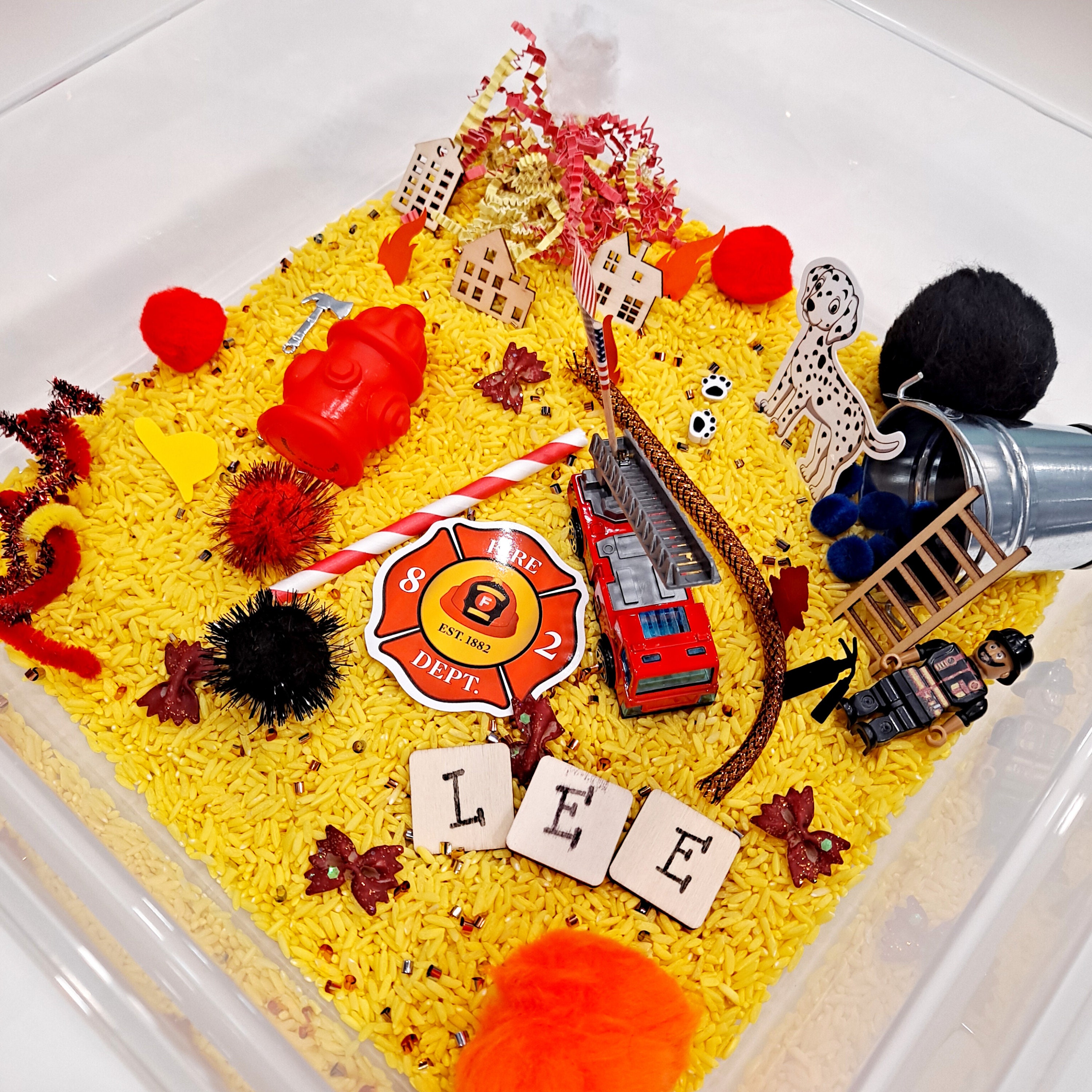 Firefighter Bizzy Bin L Fireman Sensory Kit L Fire Sensory Bin L Kid ...