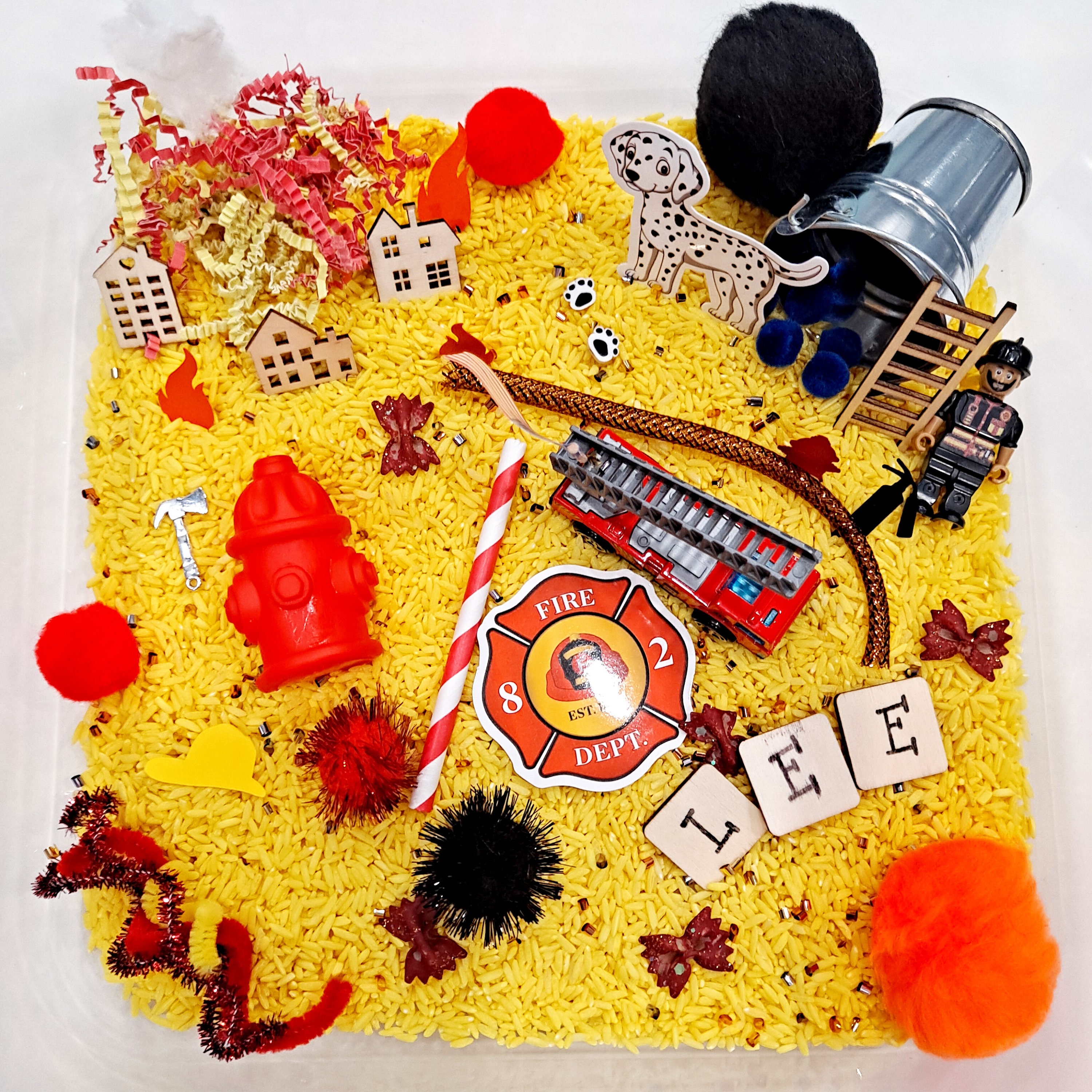 Firefighter Bizzy Bin L Fireman Sensory Kit L Fire Sensory Bin L Kid ...