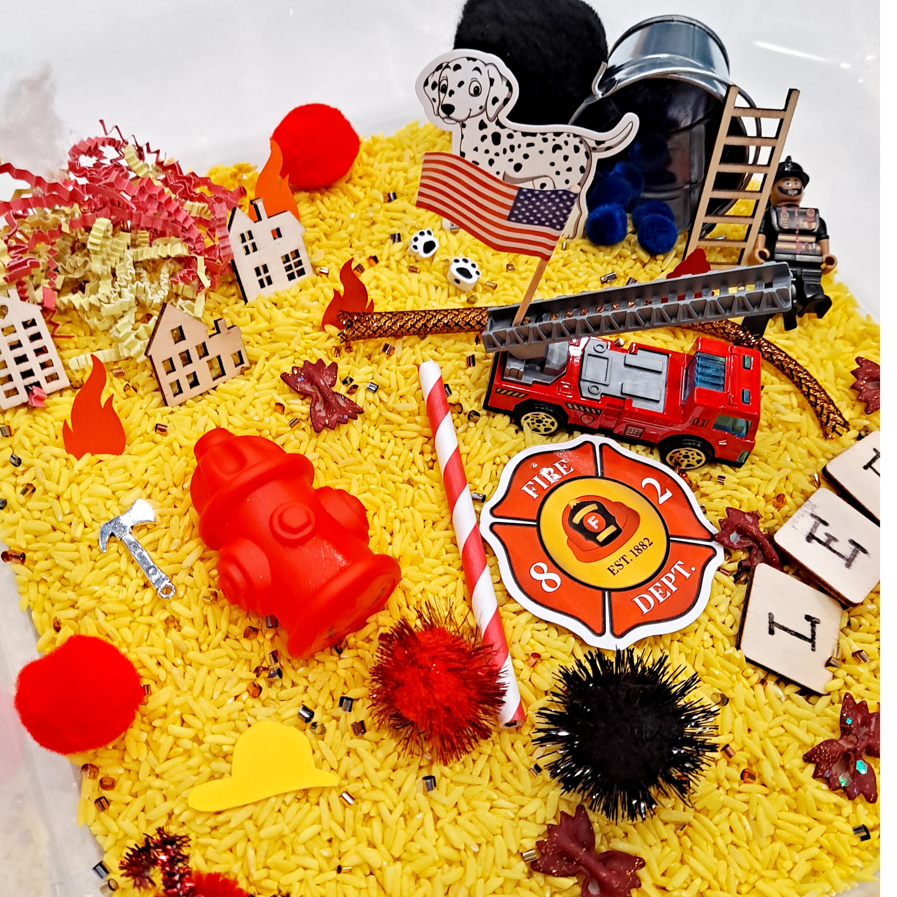 Firefighter Bizzy Bin L Fireman Sensory Kit L Fire Sensory Bin L Kid ...