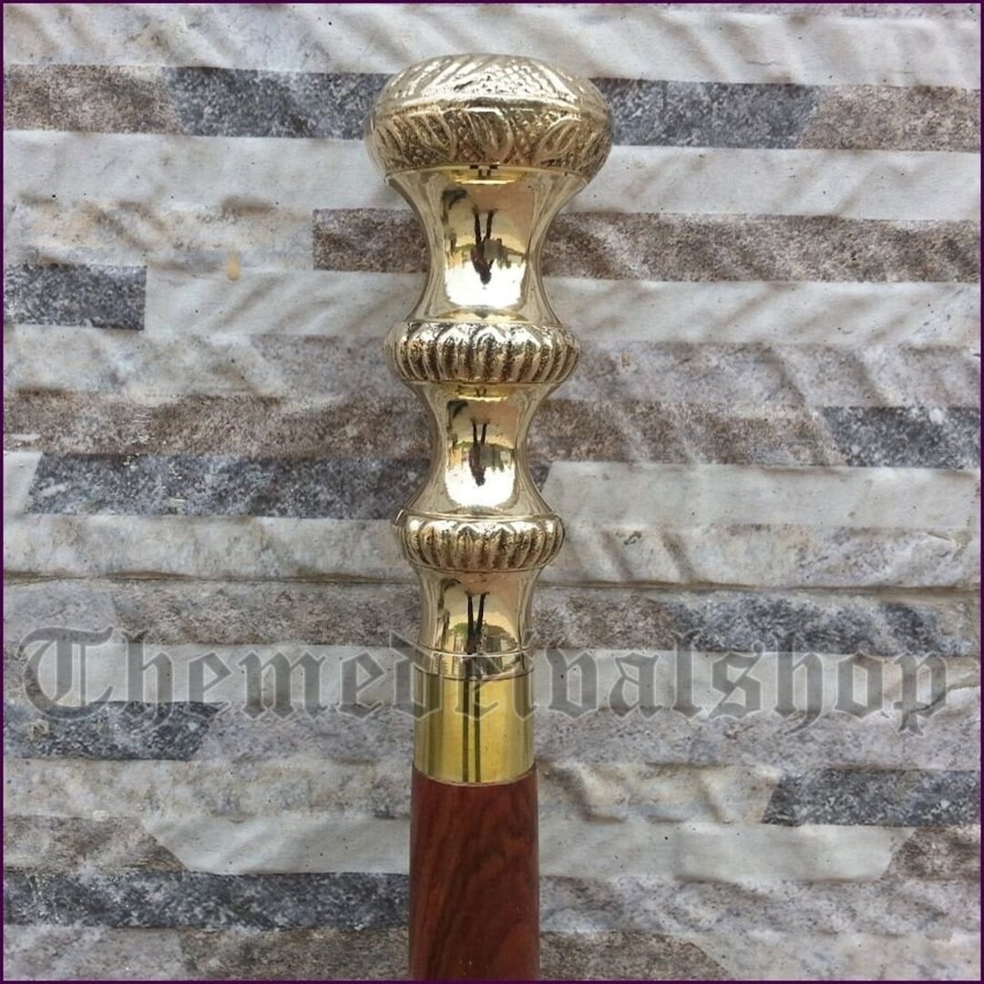 Antique Brass Victorian Handle Wooden Vintage Style Walking - Etsy