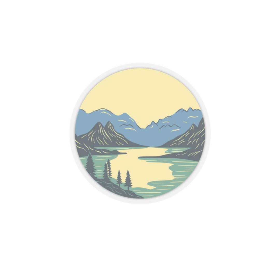 Mountain Sunset Kiss-cut Stickers, Nature Scene Decal, Outdoor ...